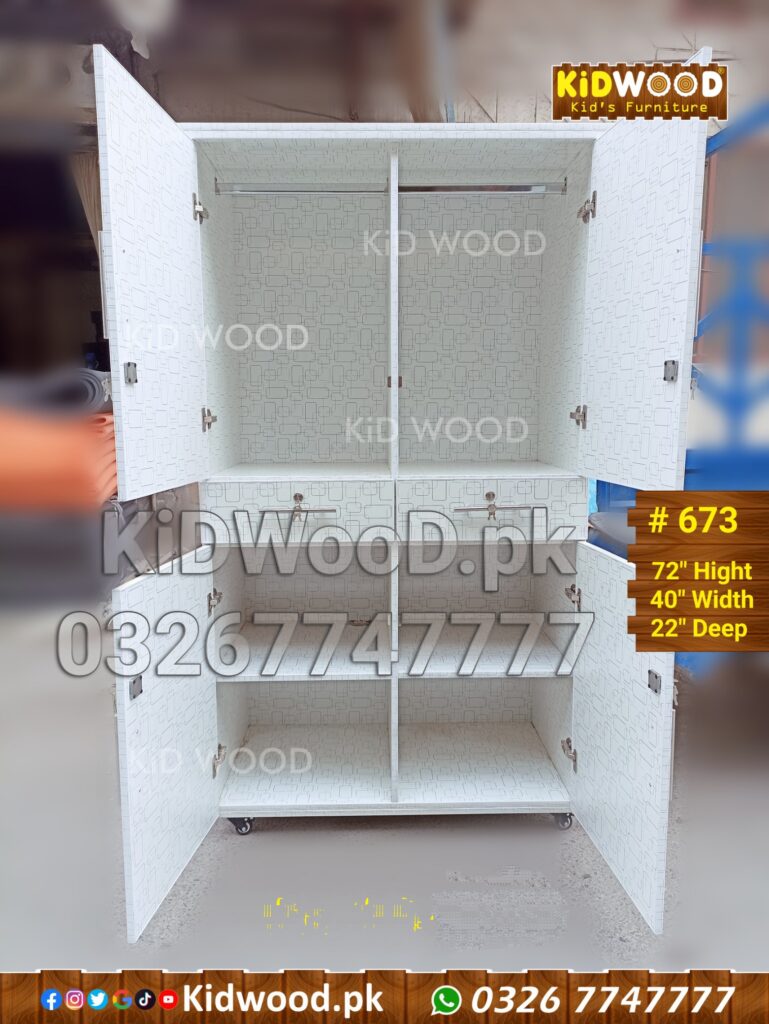 Multi purpose Wardrobe 673 White – Kid Wood